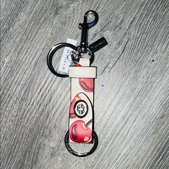 Coach | Accessories | Nwt Coach Trigger Snap Bag Charm Cherry Print ...